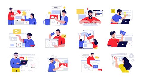 Premium Vector Software Development Characters People Working On Frontend And Backend Web