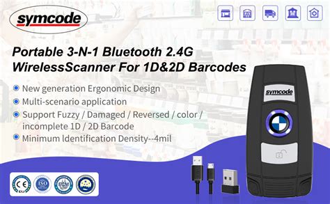 Amazon Com Symcode Bluetooth Barcode Scanner D Laser Wireless Barcode Scanner In BT USB