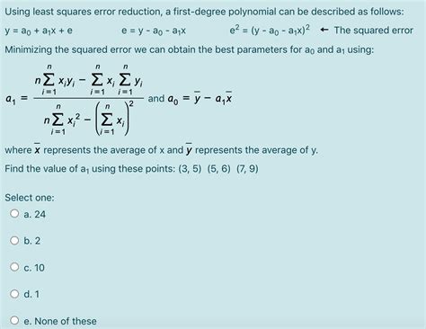 Solved Using Least Squares Error Reduction A First Degree Chegg