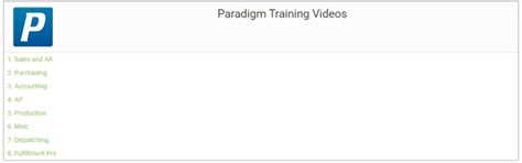 Training Videos Paradigm Erp By Paragon Documentation