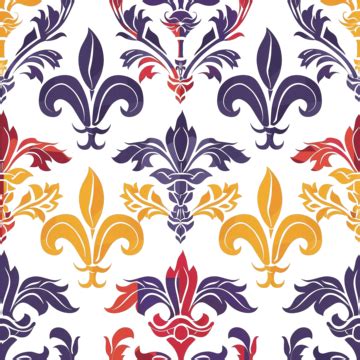 Seamless Pattern Of Fleur De Lis Flowers Flourish Floral Seamless