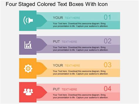 Eh Four Staged Colored Text Boxes With Icons Flat Powerpoint Design PowerPoint Shapes