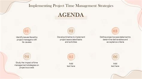 Agenda Implementing Project Time Management Strategies Presentation Graphics Presentation