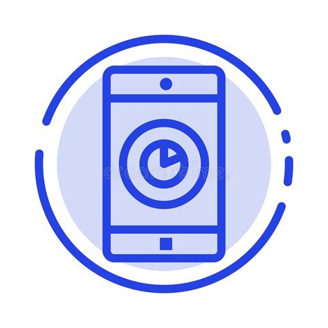 Application Mobile Mobile Application Time Blue Dotted Line Line Icon Stock Vector