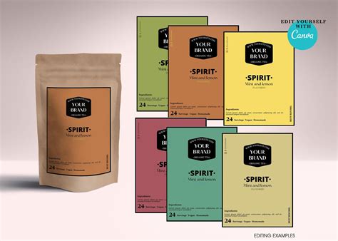 Printable Herbal Tea Blend Label Packaging Design Template Etsy