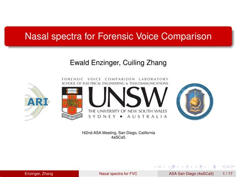 Pdf Nasal Spectra For Forensic Voice Comparison
