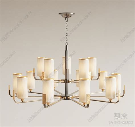 新中式吊灯su模型下载【id1127925901】知末su模型网