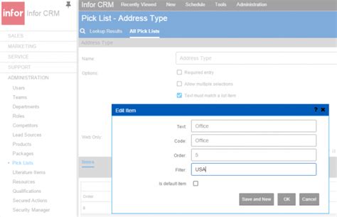 Infor Crm 8201 New Dynamic Picklist Items Customer Fx
