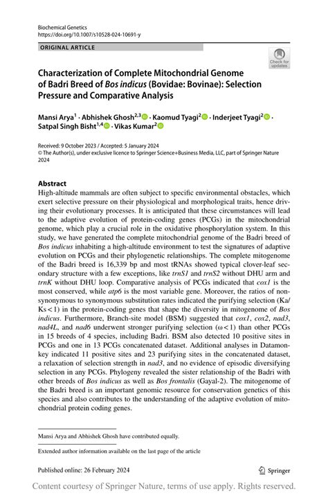 Characterization Of Complete Mitochondrial Genome Of Badri Breed Of Bos Indicus Bovidae