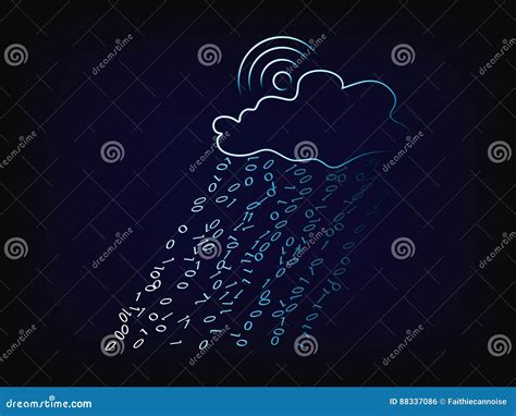Vector Cloud With Binary Code Rain Stock Vector Illustration Of Network Synchronize 88337086