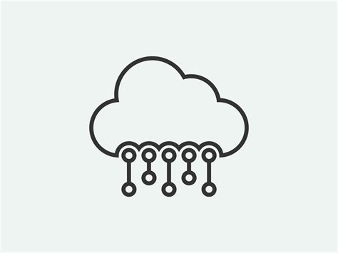 Technology Icon Vector Cloud Computing Connection Big Data Global Server Line Design Symbol