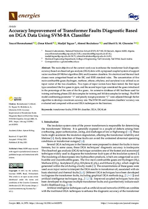 Pdf Accuracy Improvement Of Transformer Faults Diagnostic Based On Dga Data Using Svm Ba