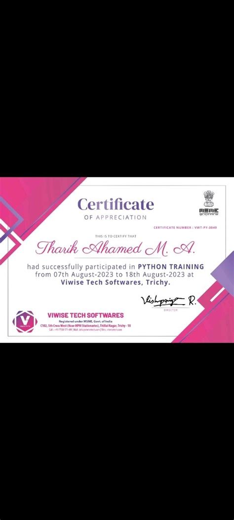 Tharik Ahamed On Linkedin Pythontraining Viwisetech