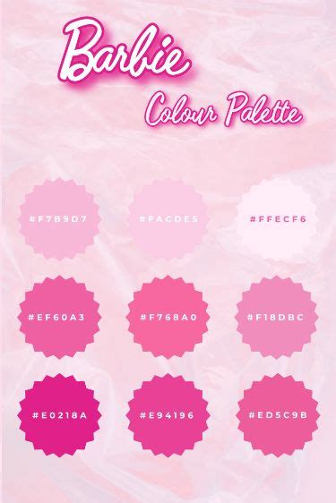 barbie colour palette all shades of pink with hex codes