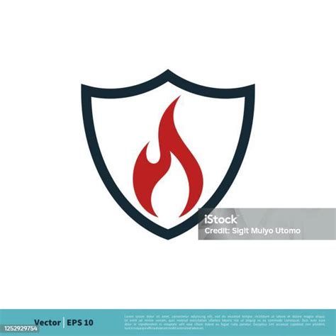 화재 불꽃 과 방패 아이콘 벡터 로고 템플릿 일러스트 디자인 벡터 Eps 10 가연성에 대한 스톡 벡터 아트 및 기타 이미지 가연성 개념 개념 기호 Istock
