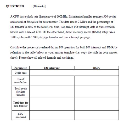 Solved QUESTION Marks A CPU Has A Clock Rate Chegg Com