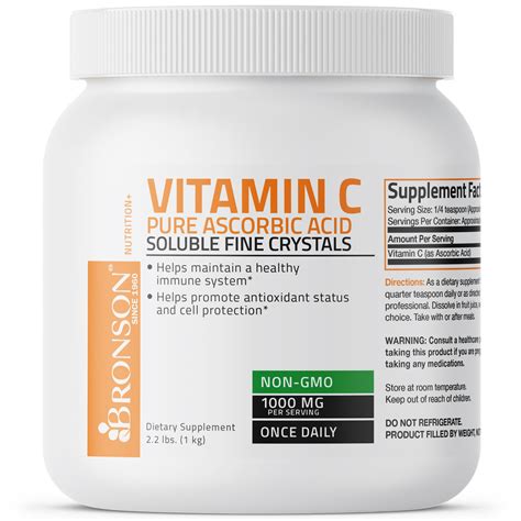 Bronson Vitamin C Pure Ascorbic Acid Crystals 1 000 Mg 1 Lb 16 Oz