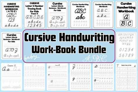 Cursive Handwriting Workbook Bundle Etsy