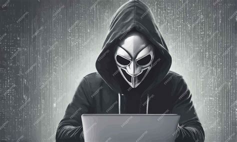 Premium Vector Hacker In A Hood With A Laptop And The Hood Hacker In A Hood With A Laptop And