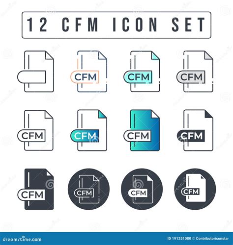 Cfm File Format Icon Set 12 Cfm Icon Set Stock Vector Illustration Of Button File 191251080