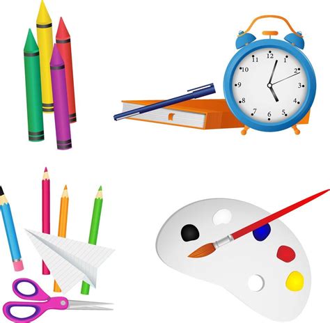 Back To School Set Of School Supplies Clip Art 46622407 Vector Art At Vecteezy