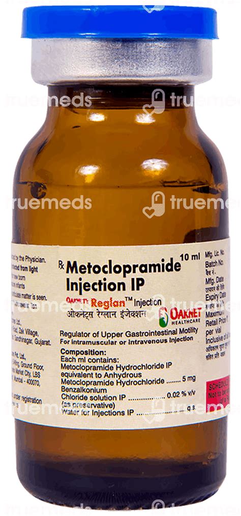 Oaknets Reglan 5 Mg Injection 10 Ml Uses Side Effects Dosage Price