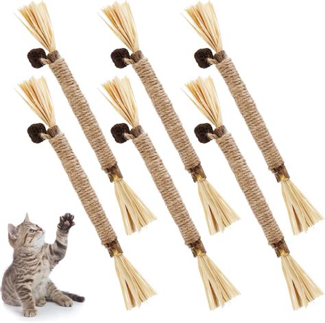 Fantesi Pack Of 6 21 Cm Catnip Sticks Cat Organic Catnip Toy For Cats Cat Sticks Chew Sticks