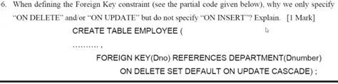 Solved When Defining The Foreign Key Constraint See The Chegg Com