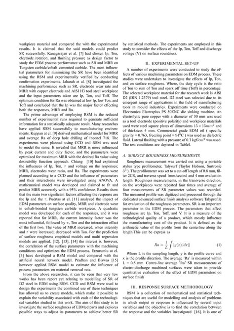 Modeling And Analysis Of Process Parameters On Surface Roughness In Edm Of Aisi D2 Tool Steel By