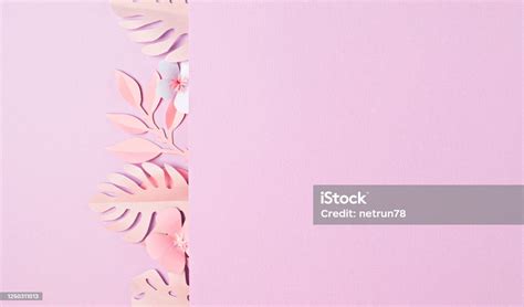 파스텔 배경 위에 종이 열대 잎과 꽃 여름 이국적인 휴가 인사말 카드 모형 Diy 프로젝트 아이디어 위쪽 보기 0명에 대한 스톡 사진 및 기타 이미지 Istock