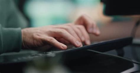 Programer Hands Typing Keyboard Working Computer In Data Center Room Closeup Technology Stock
