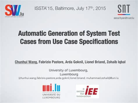 Automatic Generation Of System Test Cases From Use Case Specifications Ppt
