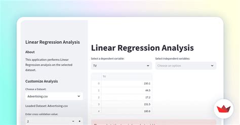 Linear Regression Analysis App Show The Community Streamlit