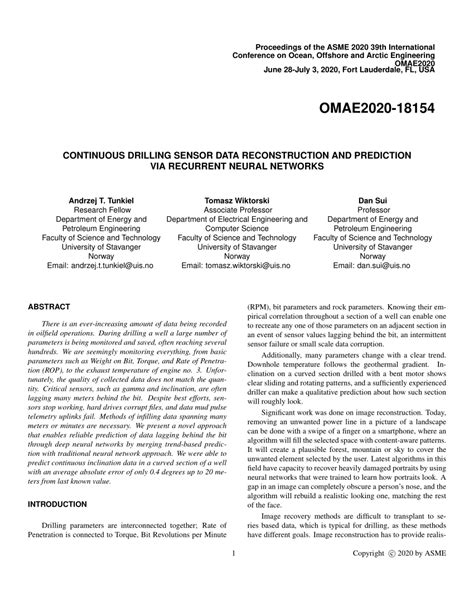 Pdf Continuous Drilling Sensor Data Reconstruction And Prediction Via Recurrent Neural Networks