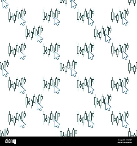 Mouse Click On Candlestick Chart Vector E Trading Concept Outline Seamless Pattern Stock Vector