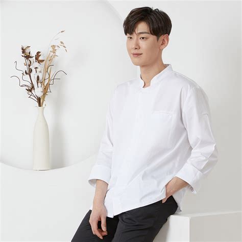 Ot180 1 긴팔 고급 얇은 고밀도60수 조리복 화이트 백색 요리 한식 중식 제과제빵 1675065981 티마스터