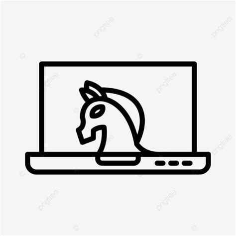트로이 목마 라인 아이콘 벡터 말 멀웨어 랩탑 Png 일러스트 및 벡터 에 대한 무료 다운로드 Pngtree