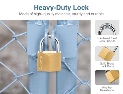 Puroma 1 Pack Keyed Padlock Waterproof Solid Brass Lock