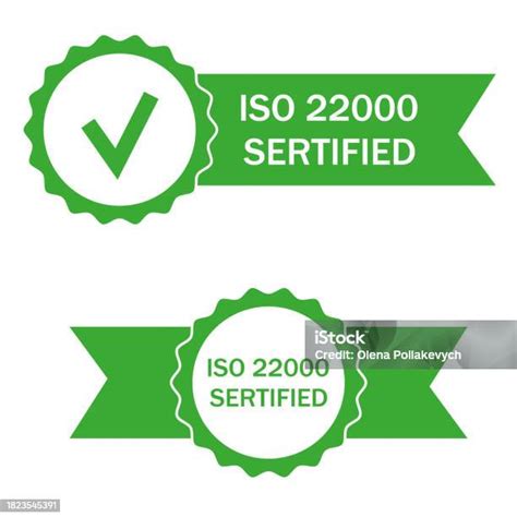 Iso 22000 인증 표시 승인된 스탬프 녹색 아이콘입니다 인증 스탬프 벡터 일러스트 레이 션입니다 주당순이익 10 우표에 대한 스톡 벡터 아트 및 기타 이미지 Istock