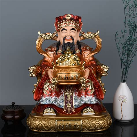 财神爷摆件家用供奉文财神树脂彩绘店铺公司开业送礼财神神像佛像 虎窝淘