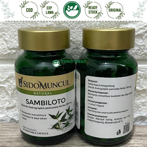 Sidomuncul Sambiloto 50 Kapsul Daun Sambiloto Sido Muncul Andrographis Paniculata Herba 350 Gram