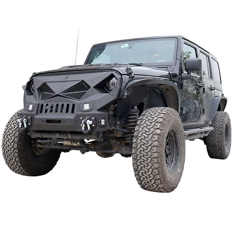 2007 2018 Jeep Wrangler Jk Jku Steel Mad Max Grill Front Bumper W Winch