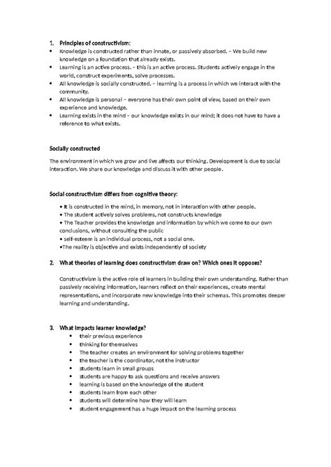 Constructivism Principles Of Constructivism Knowledge Is Constructed