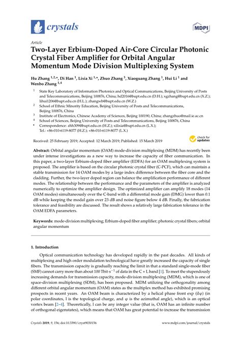 Pdf Two Layer Erbium Doped Air Core Circular Photonic Crystal Fiber