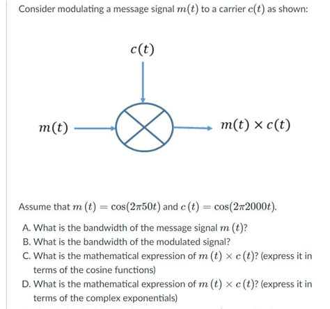 Solved Consider Modulating A Message Signal M T To A Chegg