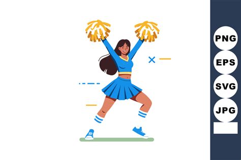 Female Cheerleader Performing Cheer Routine With Pom Poms In