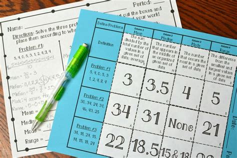 Mean Median Mode And Range Card Sort Activity