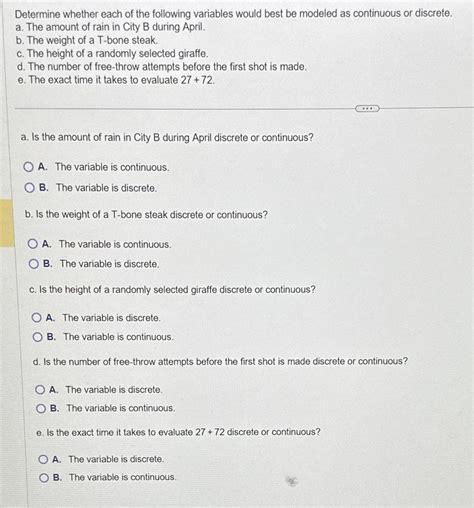 Solved Determine Whether Each Of The Following Variables Chegg