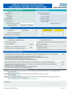 Fillable Online Genetic Testing For Familial Hypercholesterolemia Fax Email Print PdfFiller