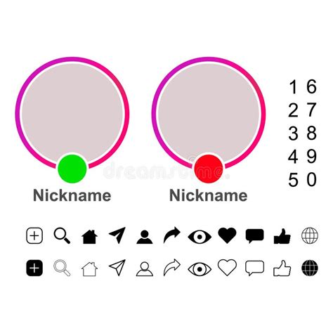 Set Of Interface Buttons For Web Design Social Media Icon Symbol Vector Illustration Stock